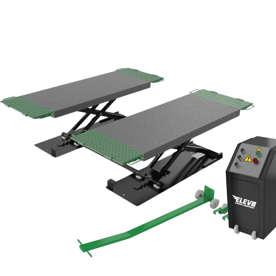Mid Rise Scissor Lift 3 Tonne / ELEV8 MR3T - Green / Black - ELEV8 ...